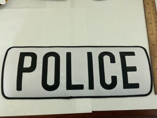 Police Back Patch Large for sew on.10 7/8 “ by 4” inches White &Black ...
