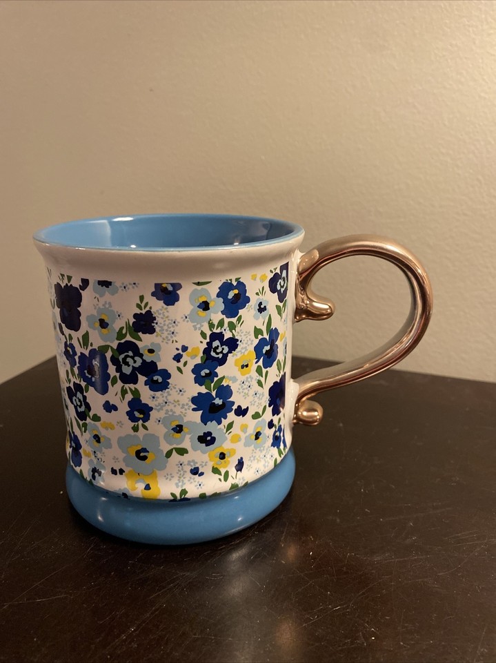ORLY MAISON BLUE FLORAL COFFEE CUP W/GOLD HANDLE | eBay