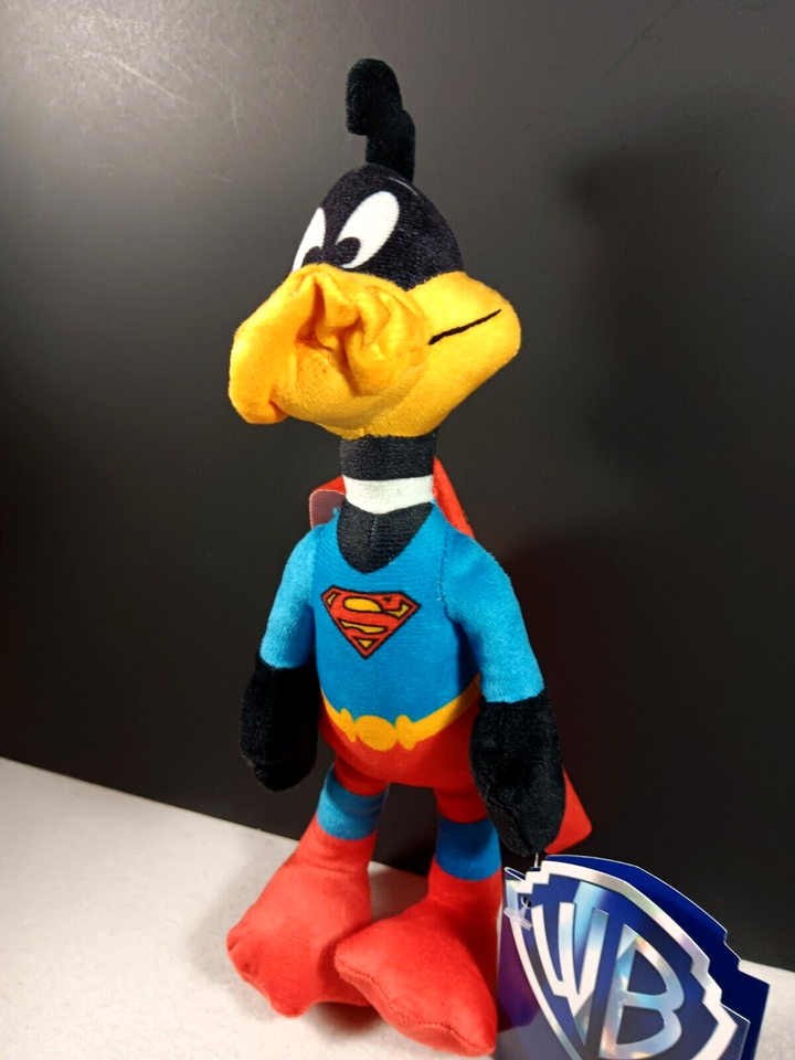 Looney Tunes Cartoon Super Man Hero Costume Daffy Duck Plush Toy 8” New ...