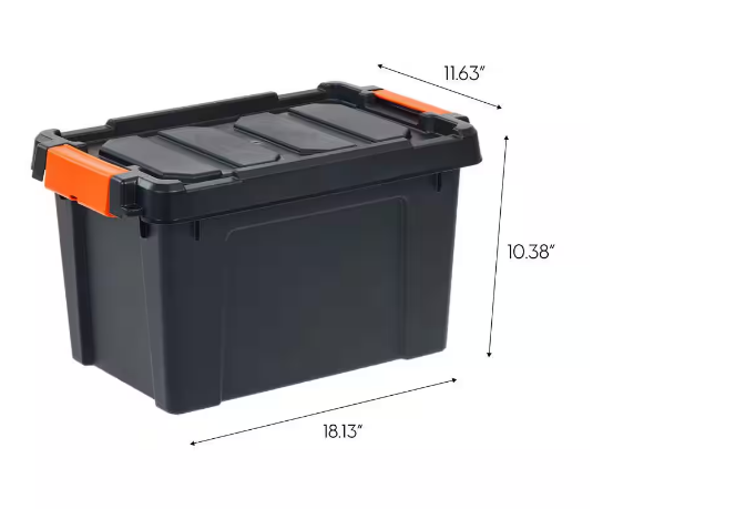 20 Qt. Heavy Duty Black Plastic Storage Box - Durable Storage Solution ...