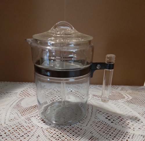 Vintage Pyrex Clear Glass Percolator Coffee Pot Maker 9-Cup Flameware ...