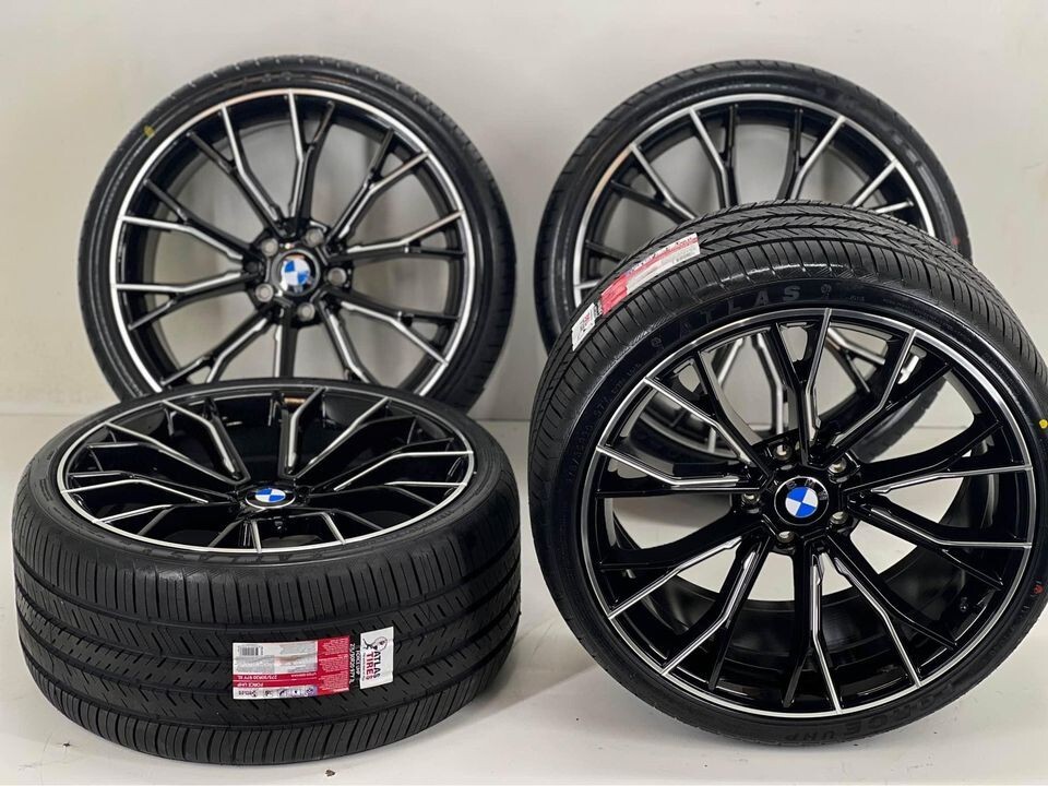 20" Gloss Black Machined M550 Style Wheels 5x120 Rims Tires BMW 3 4 5 ...