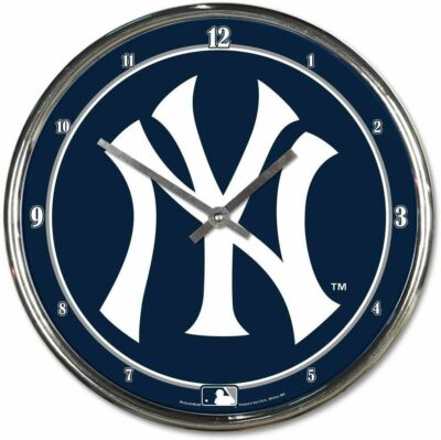 New York Yankees 12 Inch CHROME Clock - Perfect for Man Cave, Office ...