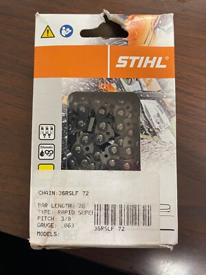 36RSLF 72 Stihl OEM 20" Full Chisel "Skip Tooth" Chain 3/8" .063" 72 DL ...