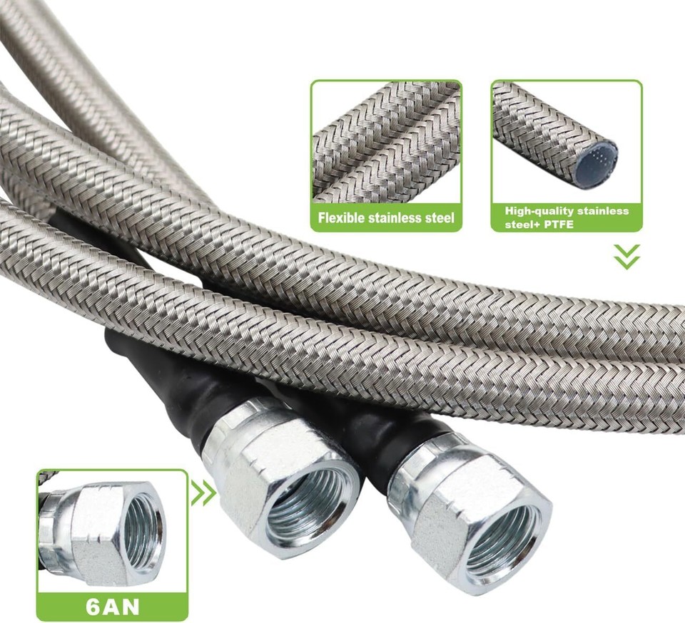 70" Flexible SS Braided Transmission Cooler Lines Kit 6AN For GM 4L60E ...