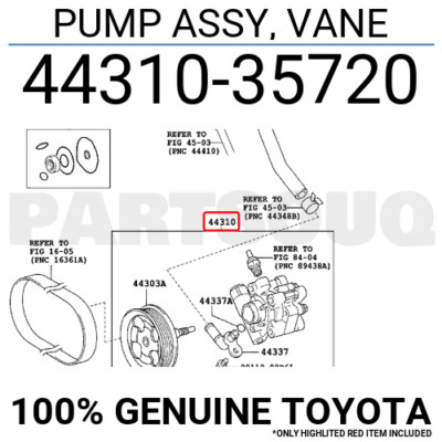 4431035720 Genuine Toyota PUMP ASSY, VANE 44310-35720 | eBay