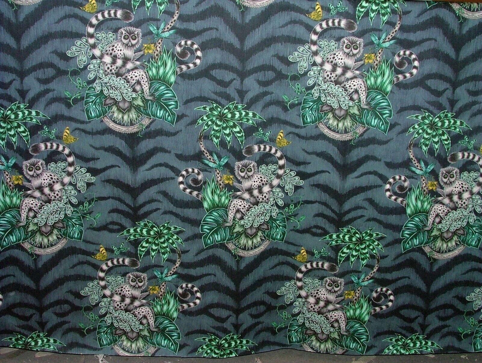 Emma J Shipley Fabric Lemur Navy 100% Cotton Curtain Upholstery Cushion ...