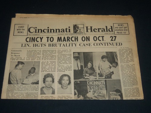 1963 OCTOBER 26 CINCINNATI HERALD NEWSPAPER - CINCY TO MARCH ON OCT 27 ...