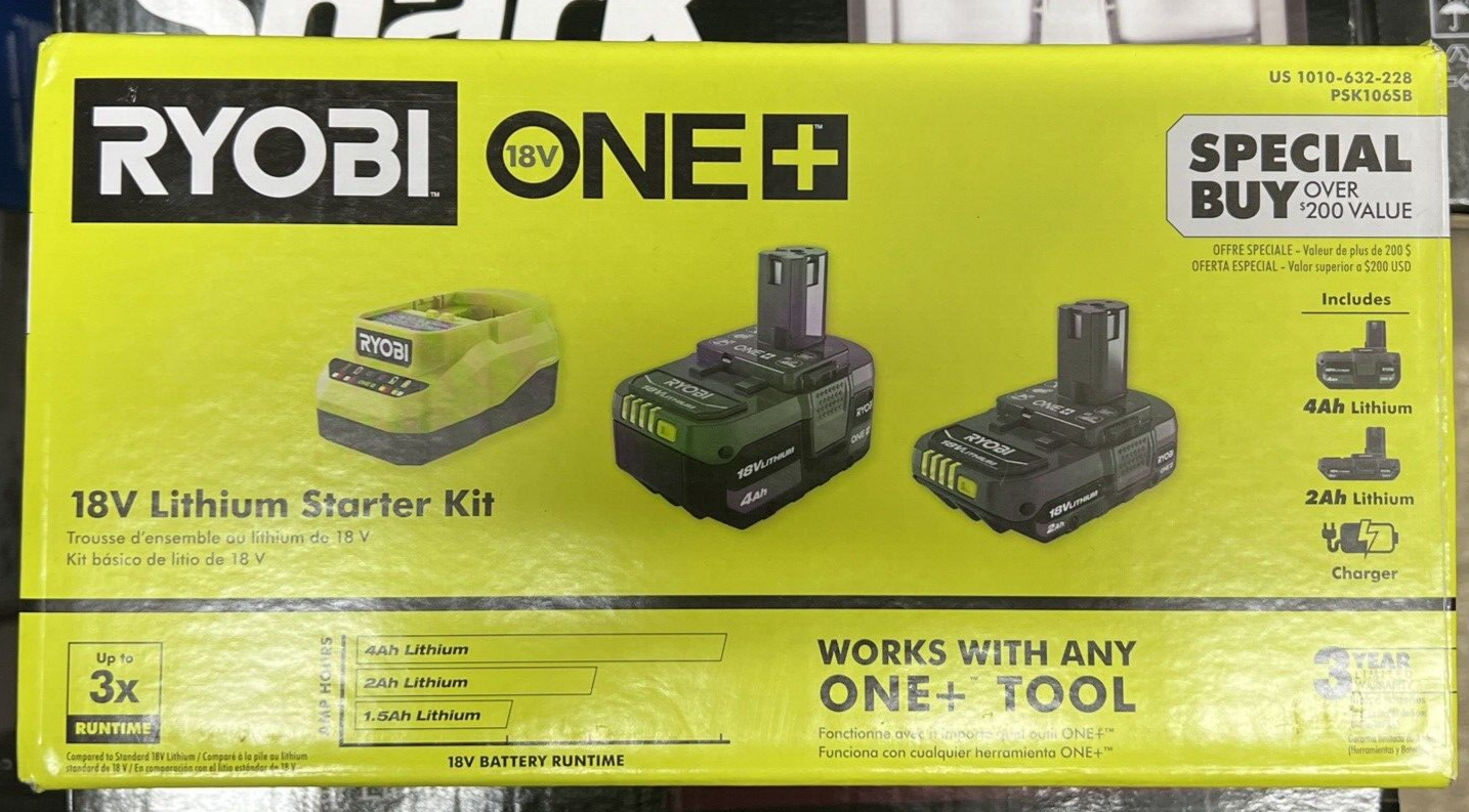 NEW RYOBI ONE+ 18V Lithium-Ion Starter Kit with Battery and Charger | eBay
