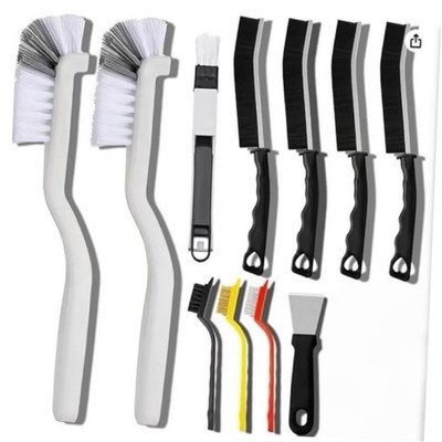 11-Piece Crevice Cleaning Brush Set, Black Metal Handle, Detailing ...