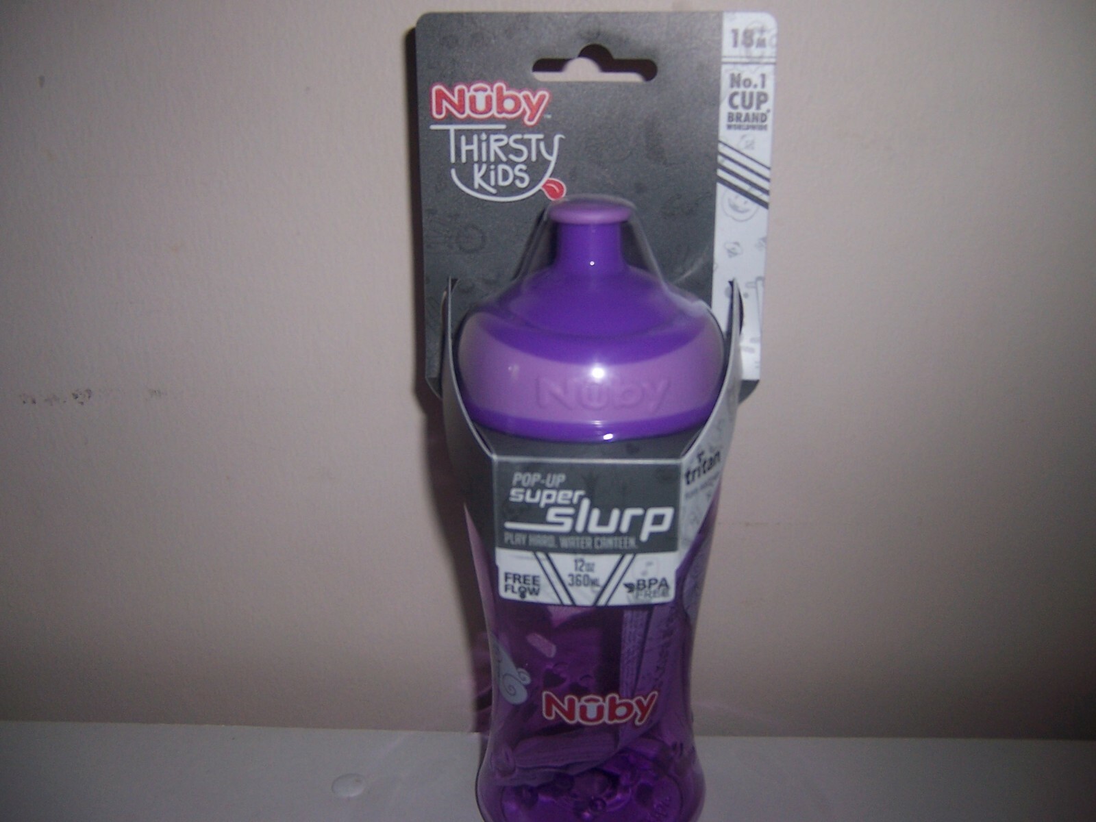 Nuby thirsty kids slurp water canteen new purple | eBay