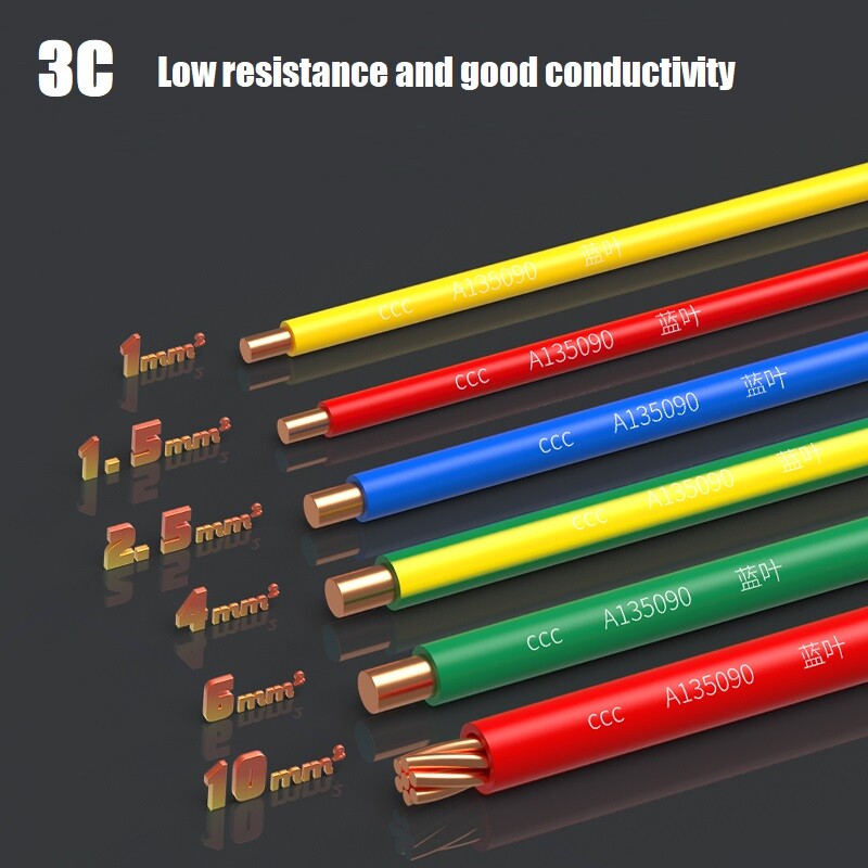 Pure Copper Single Core Cable Wire BV 1/1.5/2.5/4/6/10mm² PVC Insulated ...