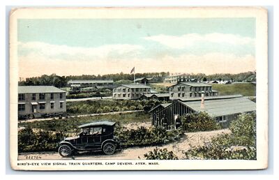 Ayer, MA Postcard- BIRDS EYE VIEW SIGNAL TRAIN QUARTERS CAMP DEVENS ...