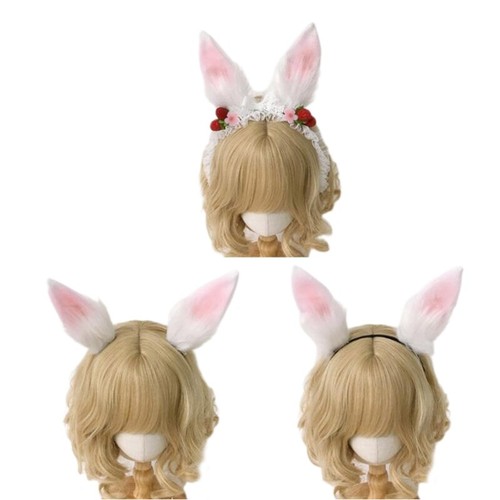 Plush Rabbit Ears Headband Hair Clips for Women Bunny Ear Headwear ...