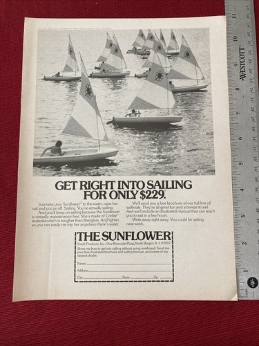 The Sunflower Sailboat Snark Products N. Bergen 1973 Print Ad - Great ...