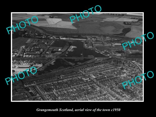 OLD LARGE HISTORIC PHOTO OF GRANGEMOUTH SCOTLAND AERIAL VIEW OF TOWN ...
