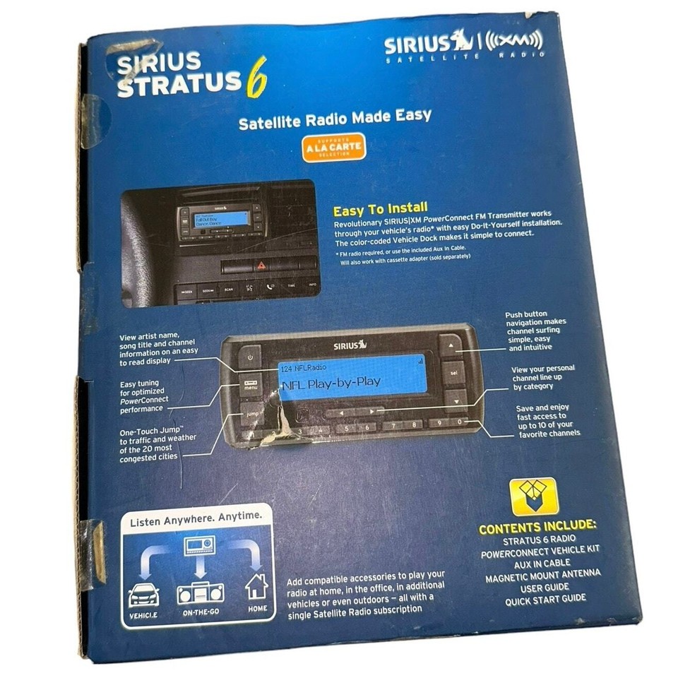 NIB Sirius Stratus 6 XM Satellite Radio & Vehicle Kit 884720011740 | eBay