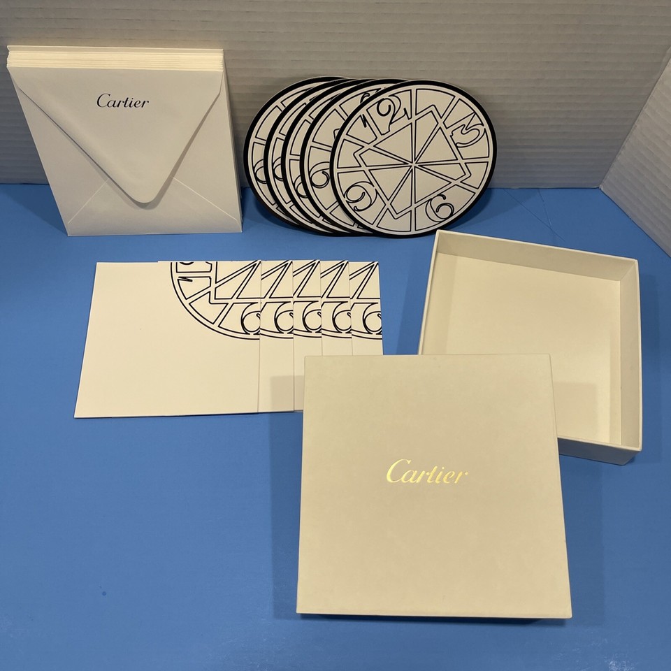 Cartier Novelty 5 square Notecards 10 Envelopes 5 round clock cards w ...