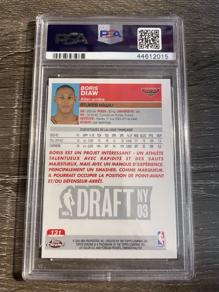 2003 Topps Chrome #131 Boris Diaw French Rookie PSA 8 NM-MT Atlanta ...