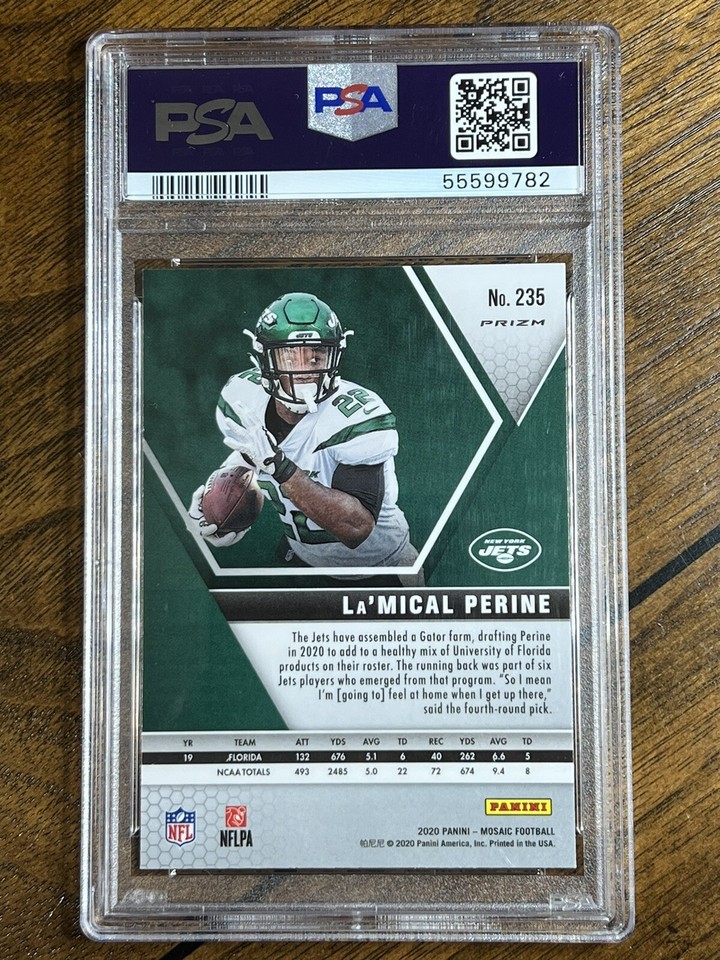 2020 Mosaic Reactive Blue Prizm #235 La'Mical Perine RC #235 PSA GEM MT ...