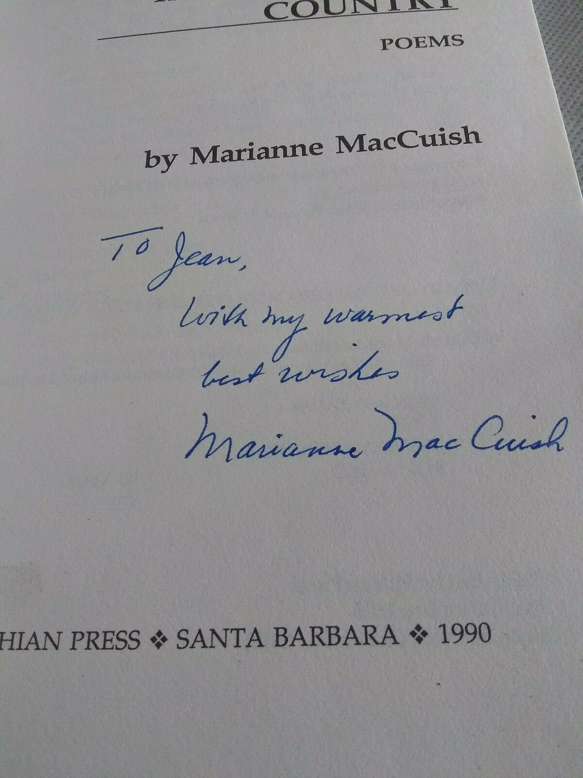 Into Another Country Poems by Marianne MacCuish Signed Poetry Santa ...