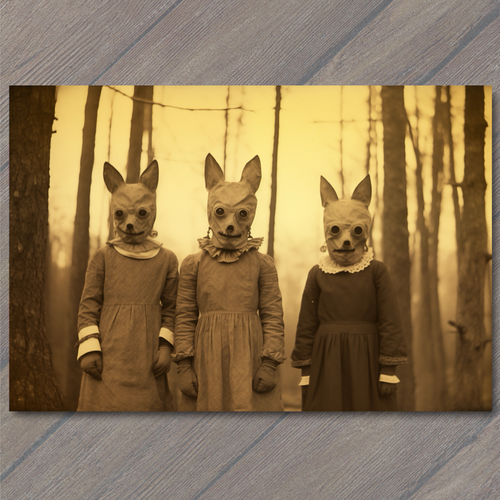 4x6" Weird Creepy Vintage Look Vibe Kids Masks Halloween Cult Unusual ...