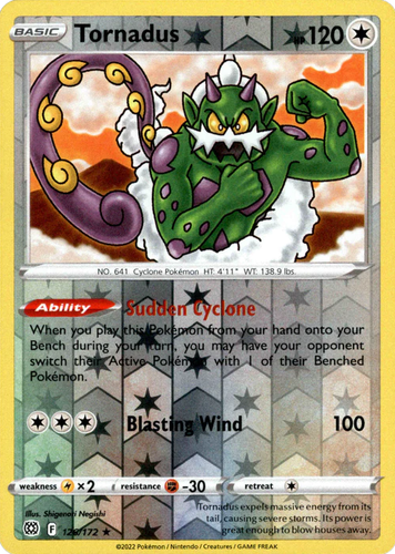 TORNADUS 126/172 REVERSE HOLO HOLO Brilliant Stars Pokemon Card PACK ...