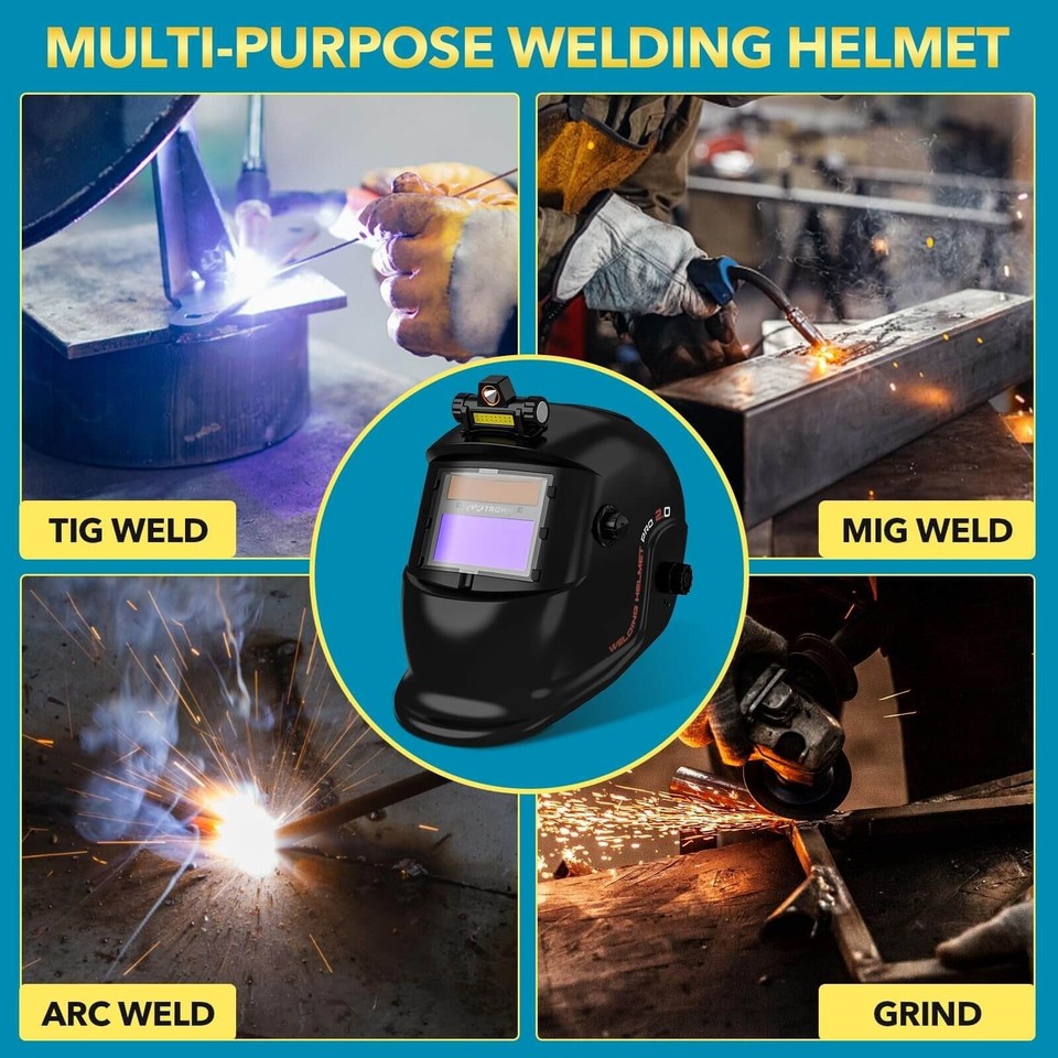 2 Pack True Color Solar Auto Darkening Welding Helmet Arc Tig Mig ...