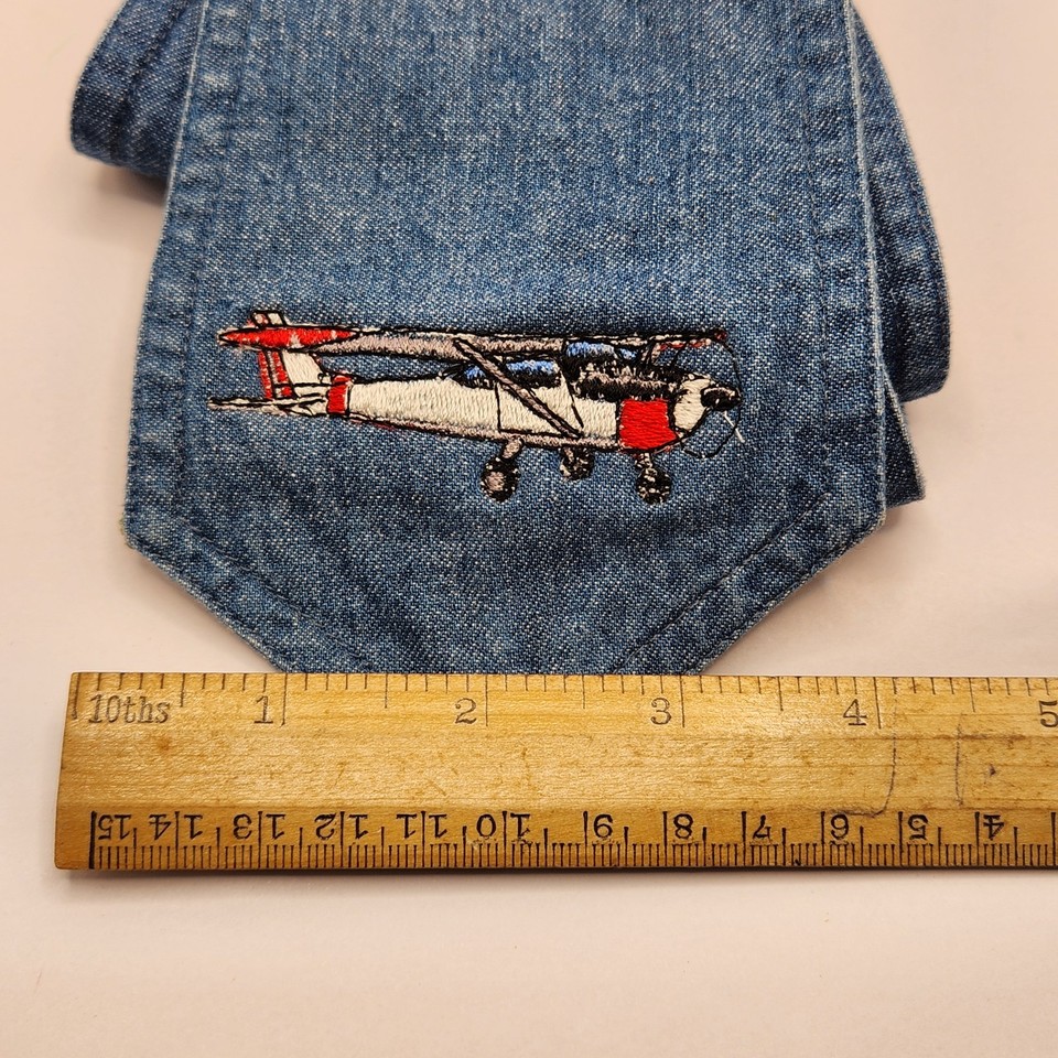 Denim Men's Necktie Tie Embroidered Flight Airplane Aircraft Flying 100 ...