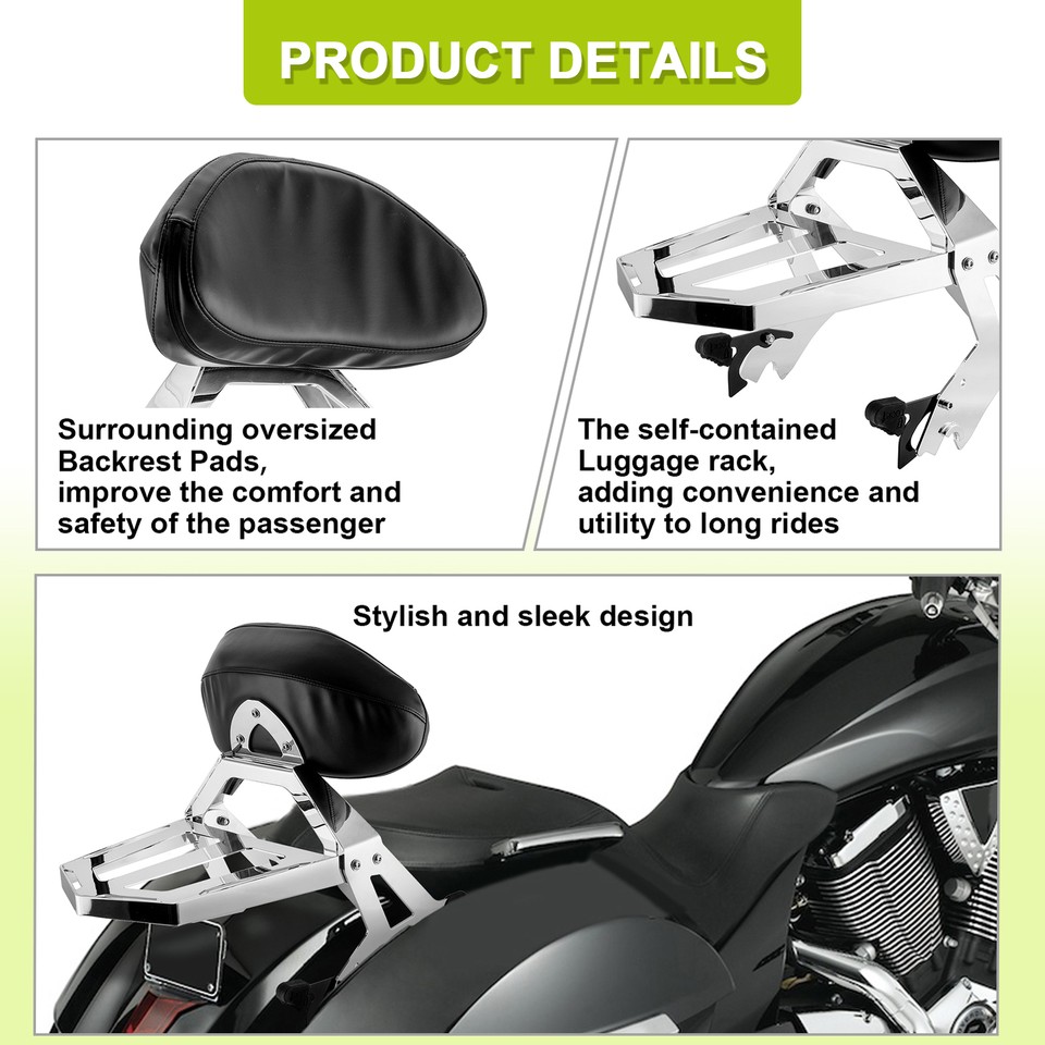 Chrome Quick Detachable Sissy Bar Backrest for Victory Cross Country ...