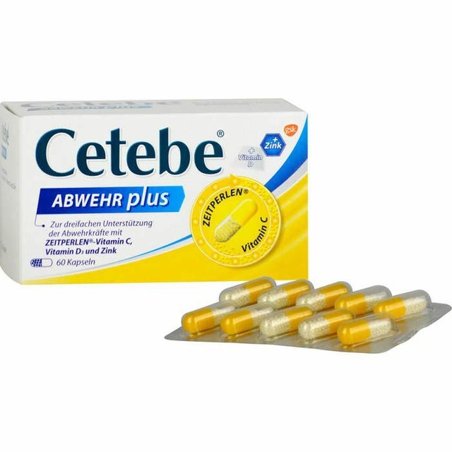 GSK Cetebe Abwehr Plus Vitamin C+D3+Zink 60 Kapseln (PZN 2411150 ...