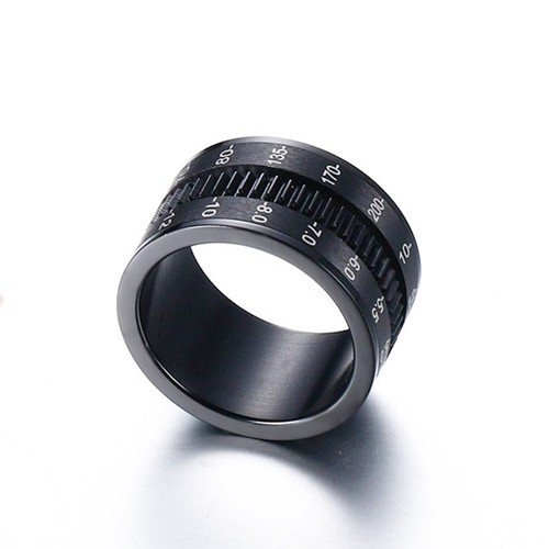 12MM Rotatable Camera Lens Band Men's Stainless Steel Black Frosted ...