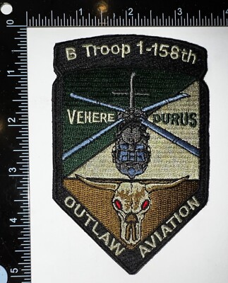 US Army OEF OIF B Troop 1-158th Outlaw Aviation HOOK & LOOP Patch | eBay