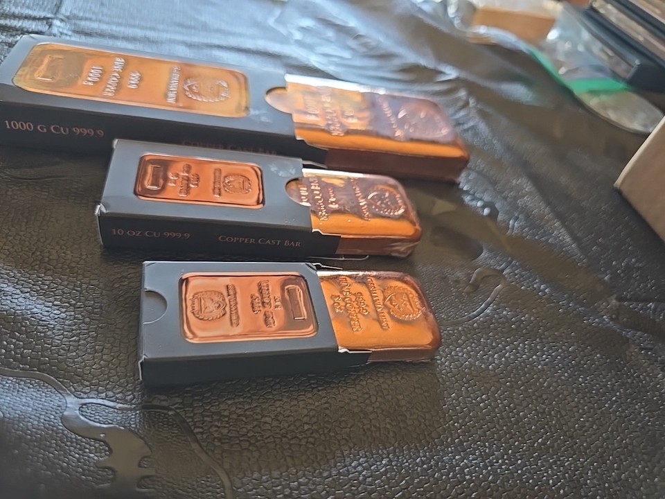 Germania Mint Copper Bars- Kilo, 10oz, 5oz Still In Plastic, Still In ...