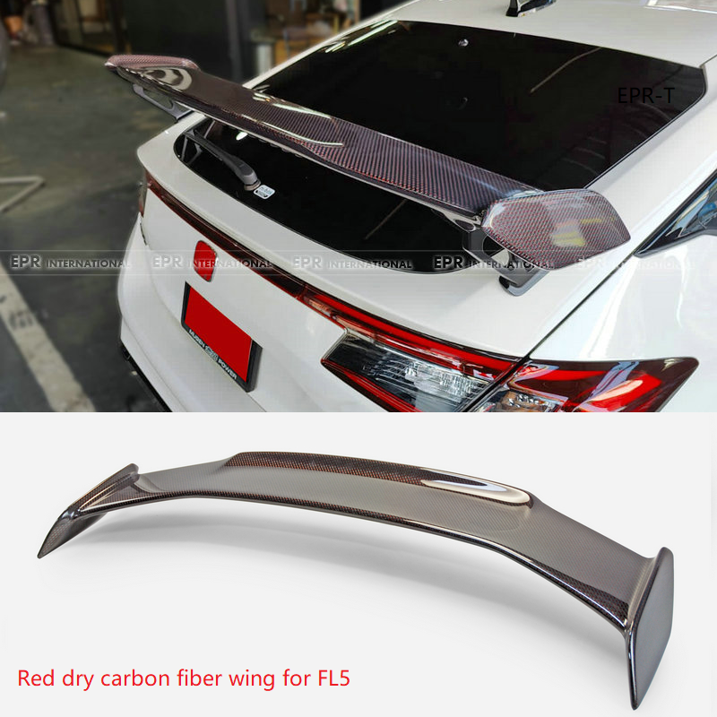 For Honda Civic Type-R FL5 MOD Type Red Dry Carbon Fiber GT Spoiler ...