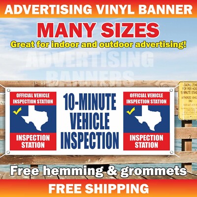VEHICLE INSPECTION Advertising Banner Vinyl Sign OFFICIAL STATE STATION ...