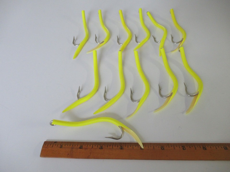 12 MUSTAD OPEN EYE TUBED WORM HOOK SZ 10/0 UMBRELLA RIG TEASER JIG PICK ...