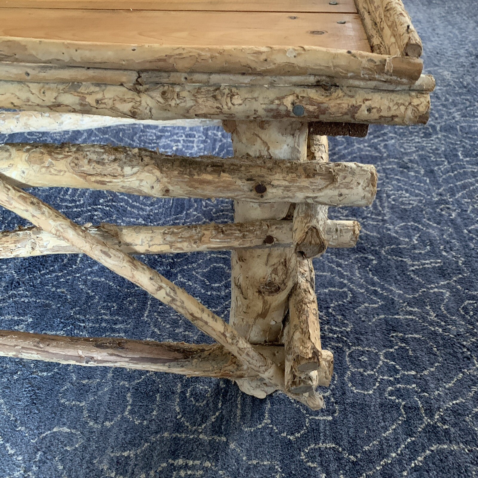 Real Birch Bark Log Rustic Cabin Coffee Table Wood Tree Cottage Camp ...