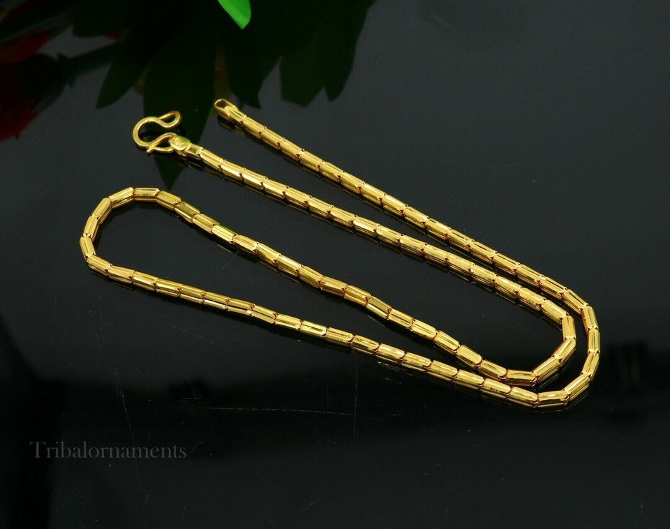 22kt 24 inches yellow gold handmade baht chain best gifting necklace ...