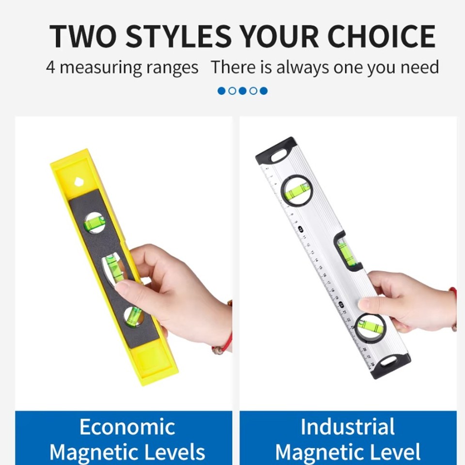 MAGNETIC 3 PIECE BUILDERS BUILDING SPIRIT LEVEL SET - 300, 600, 1000mm ...