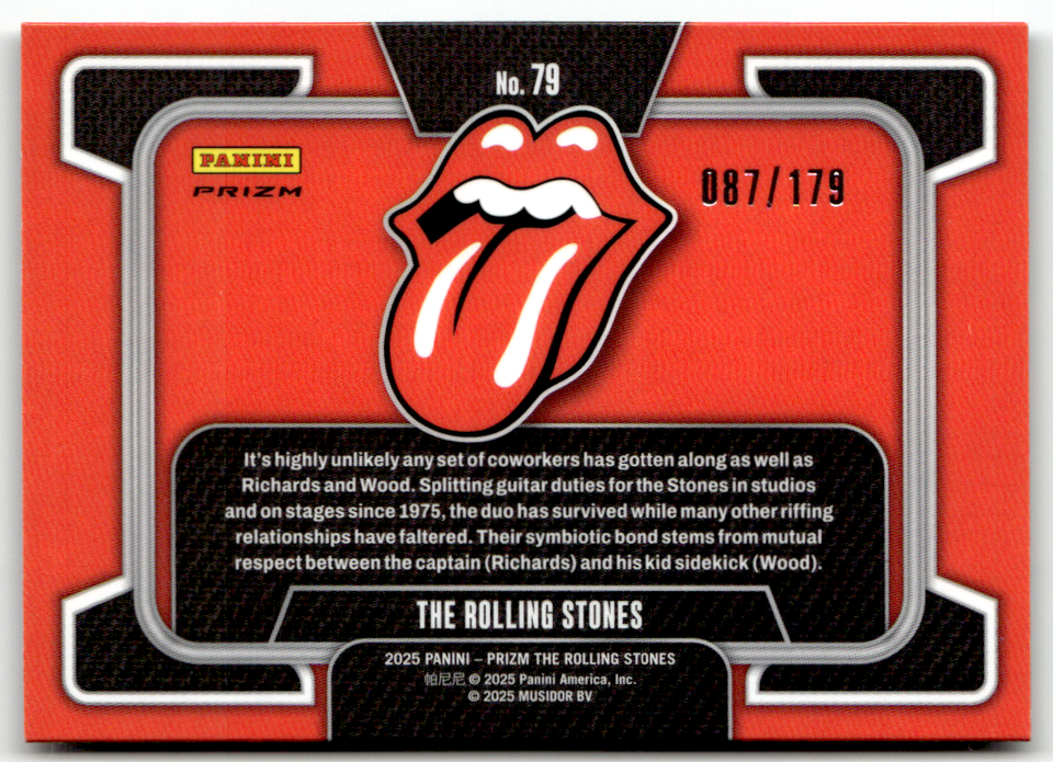 2025 Panini Prizm The Rolling Stones No. 79 Rolling Stones Red Black 87 ...