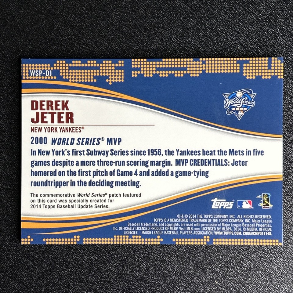 Derek Jeter 2014 Topps Update 2000 World Series MVP Patch New York ...
