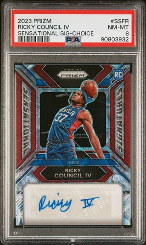 PSA 8 - RICKY COUNCIL IV #/88 Auto - 2023 Prizm Sensational Signature ...