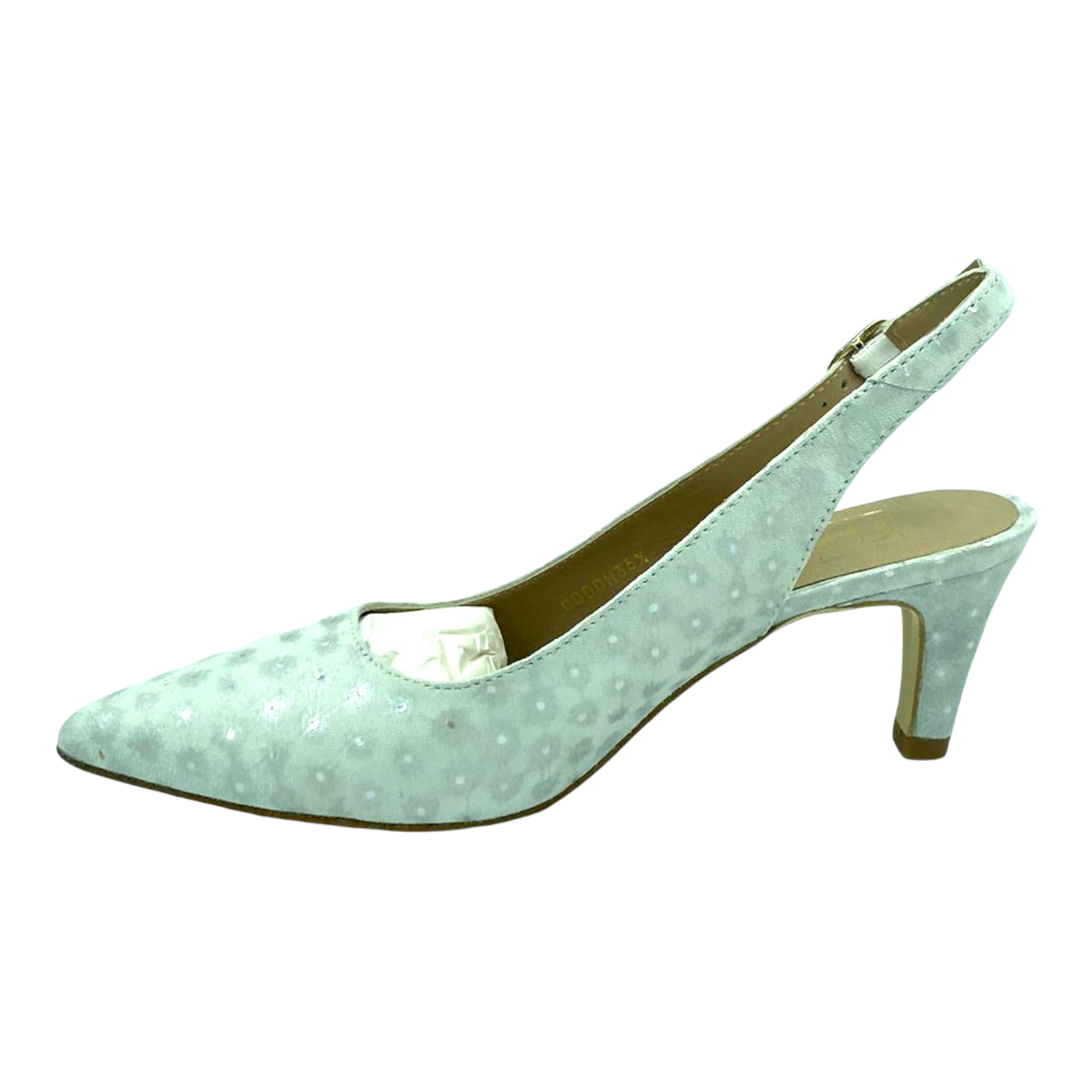 HB Shoes Ladies Leather Kitten Court Heels Grey Slingback Pointed Toe ...