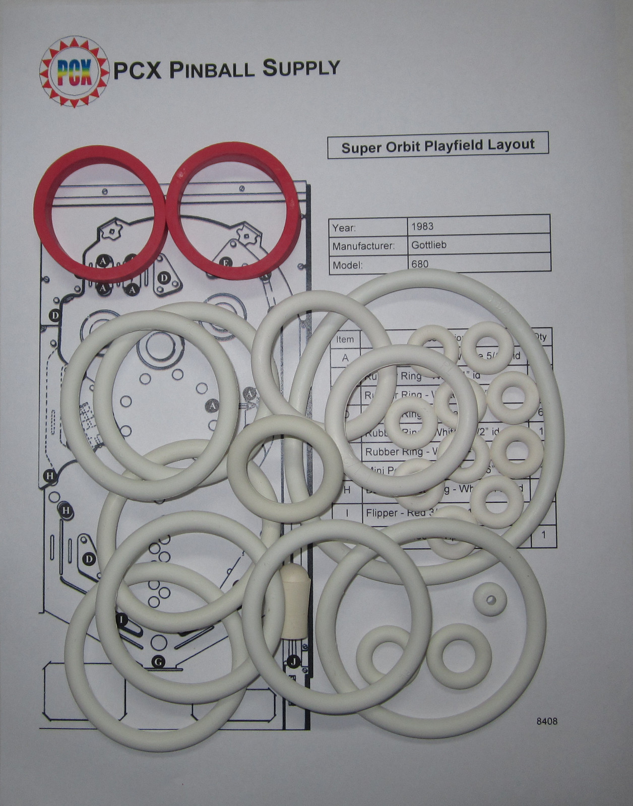 1983 Gottlieb Super Orbit Pinball Machine Rubber Ring Kit | eBay