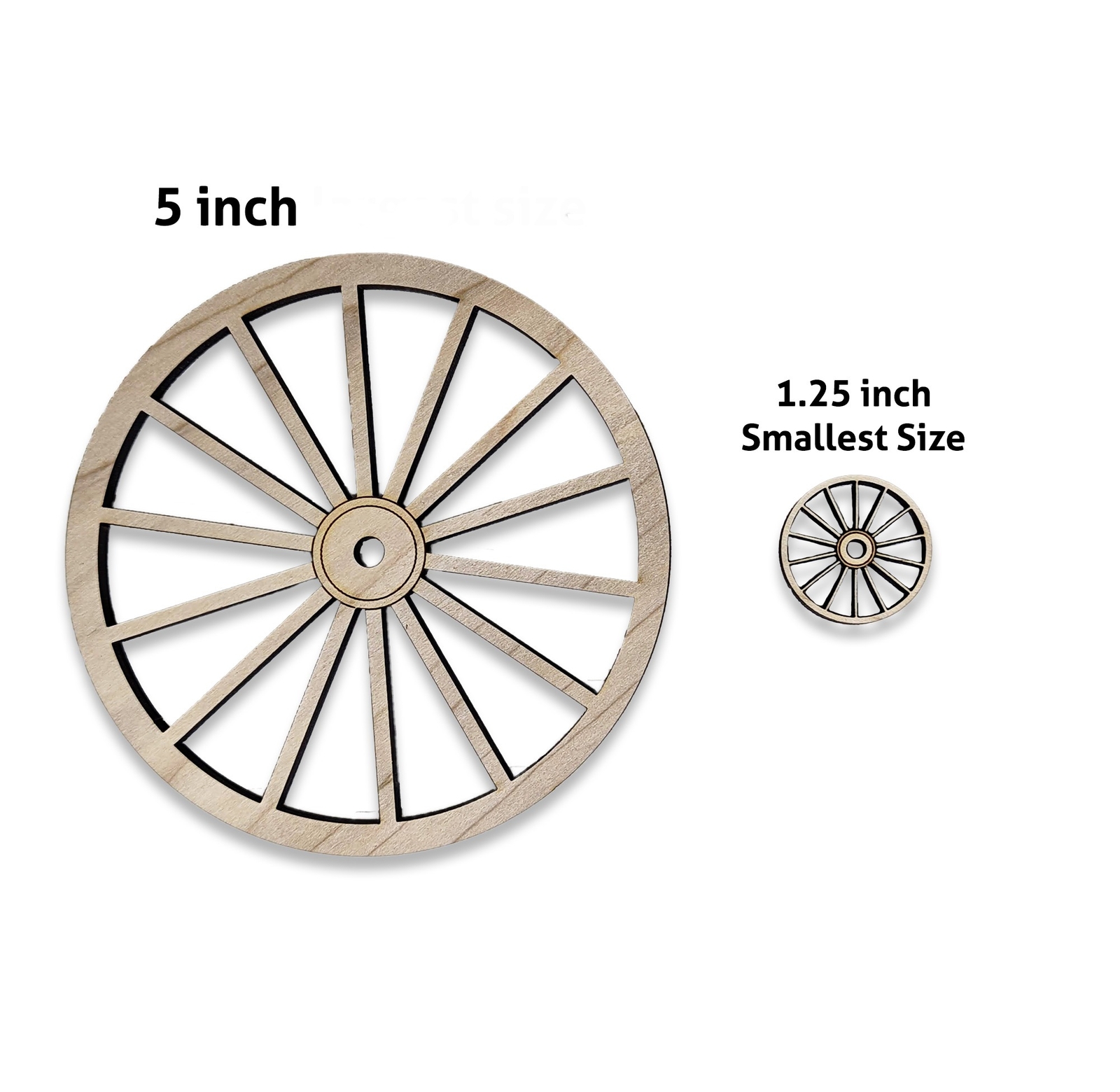 14 spoke wooden wheels for crafts (Set of 4), Solid Poplar wood wheels ...