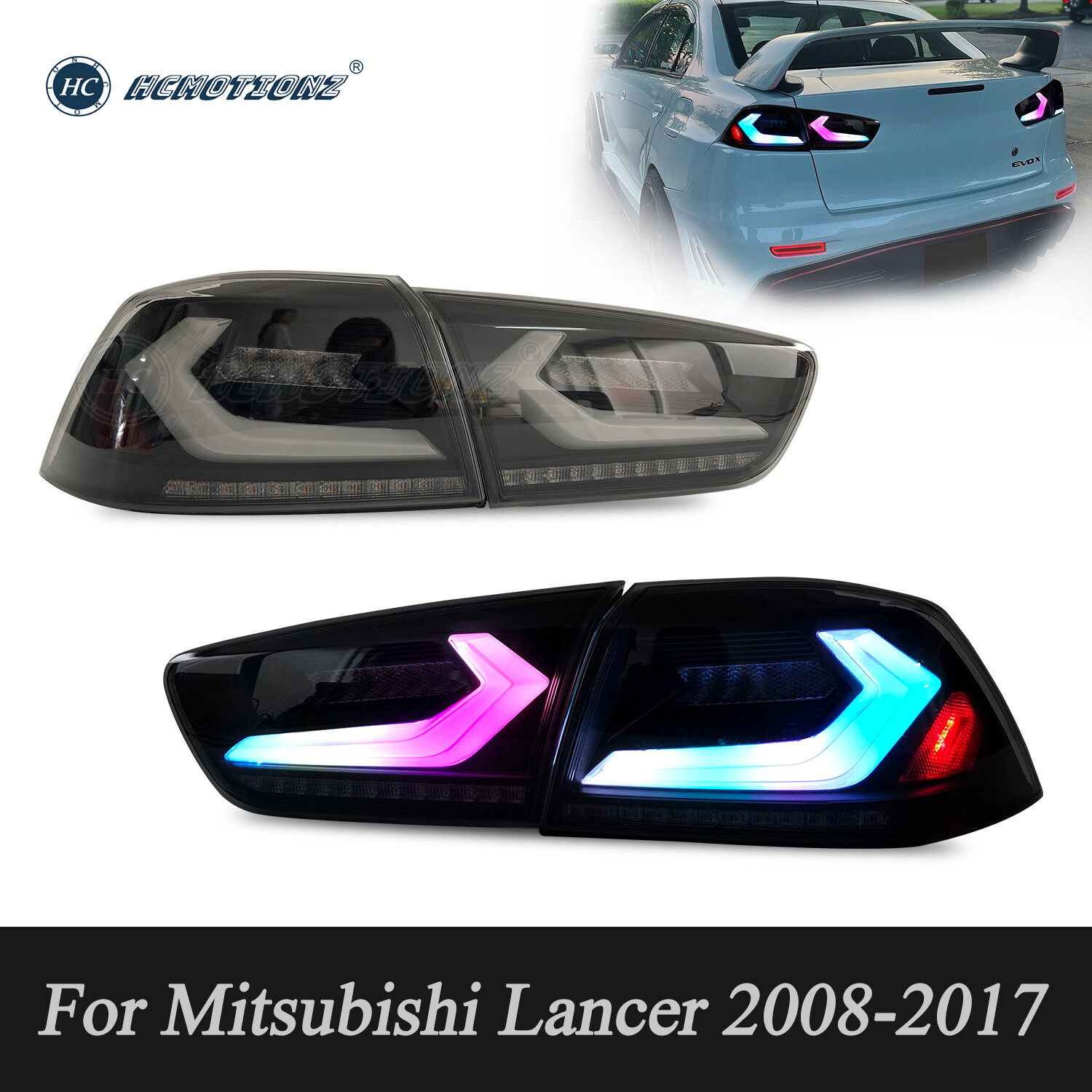 HCmotion RGB LED Tail Lights For 2008-2017 Mitsubishi Lancer EVO X ...