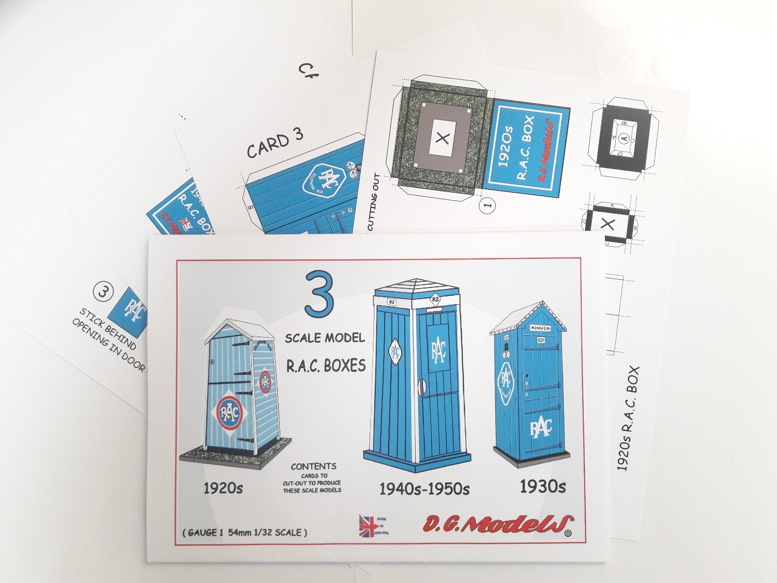 1920s-1950s 3 RAC TELEPHONE BOXES 1/32 54mm SCALE MODELS A5 CARD KIT ...
