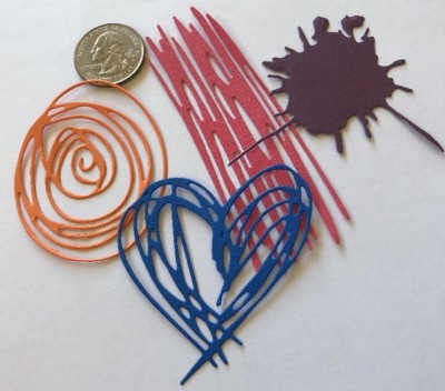 SCRIBBLE MARK Die-Cuts(8pc)4 Sizes•Splat•Oval•Heart•Doodle•Colorful ...