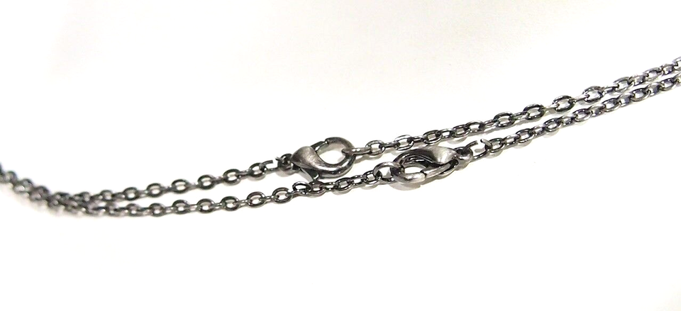 2 Antique Silver 18" Sturdy Chains with Lobster Clasp 4 Pendants ...